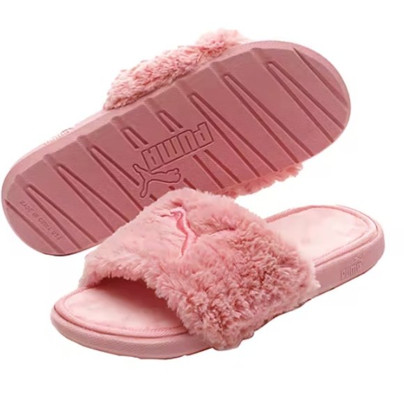 Puma | Shoes | Puma Little Big Girls Cool Cat Fluffy Slide Sandals ...